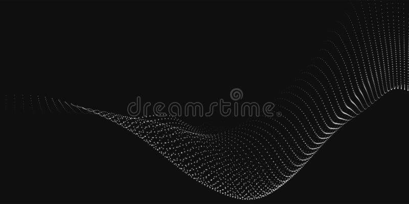 Abstract Background with Dynamic Black and White Wave. Futuristic ...