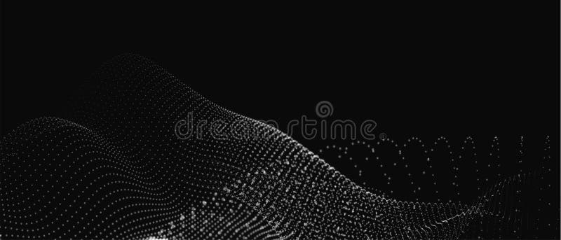 Abstract Background with Dynamic Black and White Wave. Futuristic ...