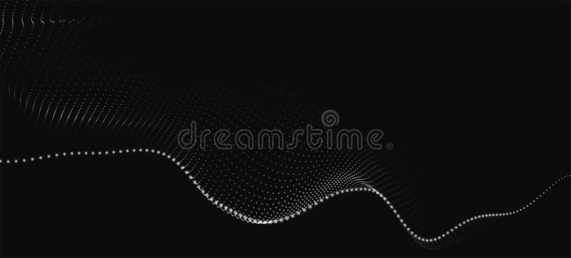 Abstract Background with Dynamic Black and White Wave. Futuristic ...