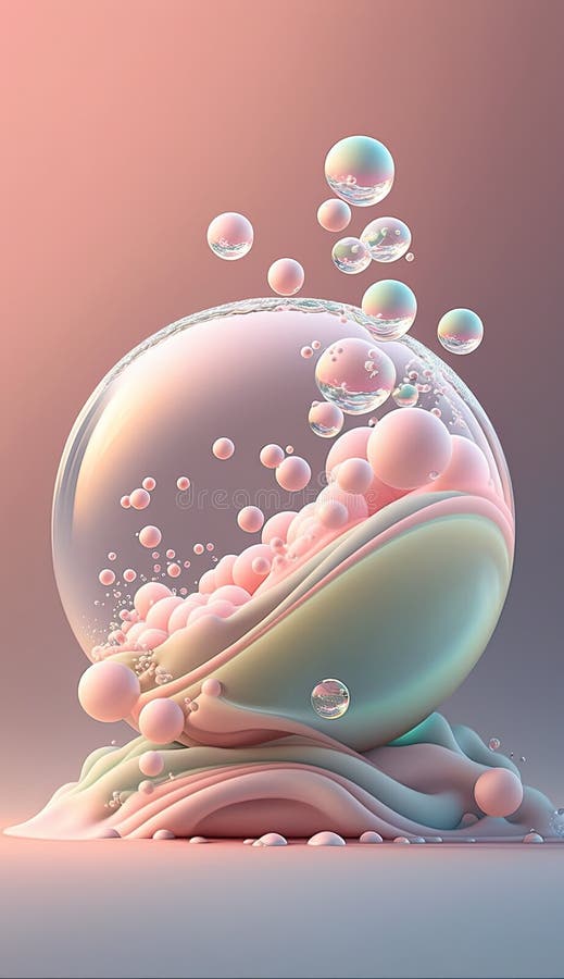 Pink Bubble Gum Bubbles, Very Detailed, Y2K, Nostalgic AI Generative Abstract Image Stock ...