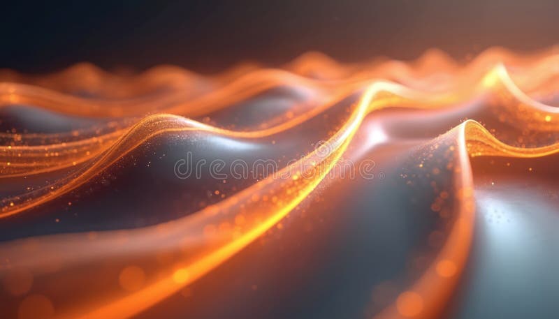 Abstract Background with Dynamic Flowing Lines of Orange, Silver Colors ...
