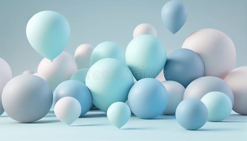 Abstract Background with Dynamic Light Blue 3d Ballons Stock ...