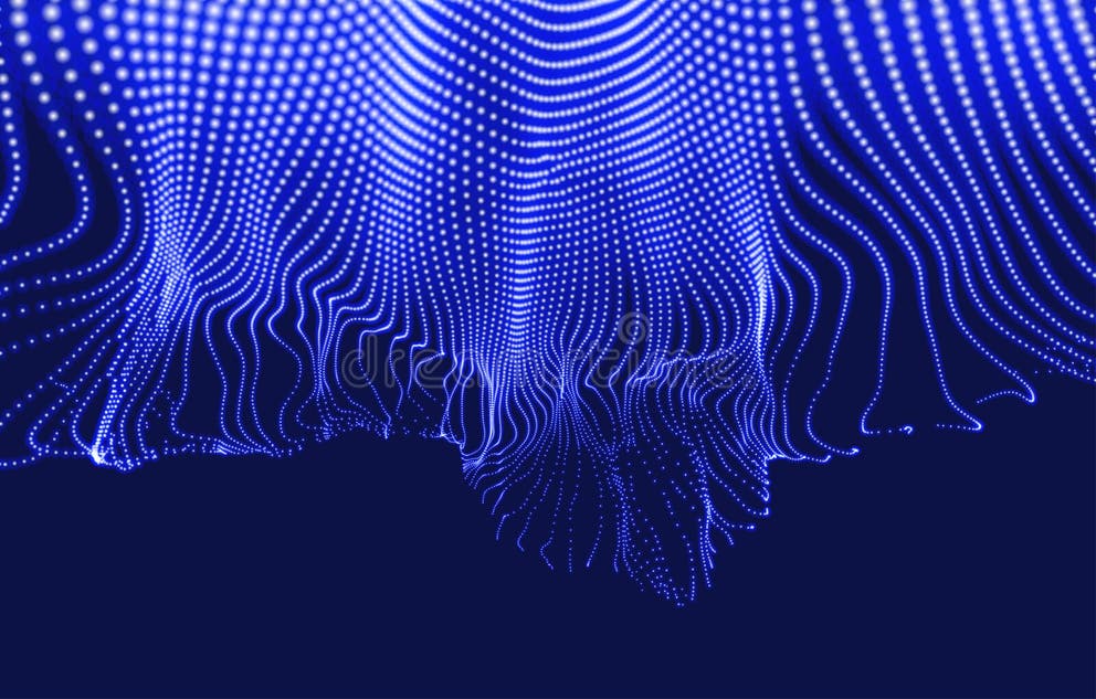 Abstract Background with Dynamic Particles. Circular Grid Pattern Stock ...