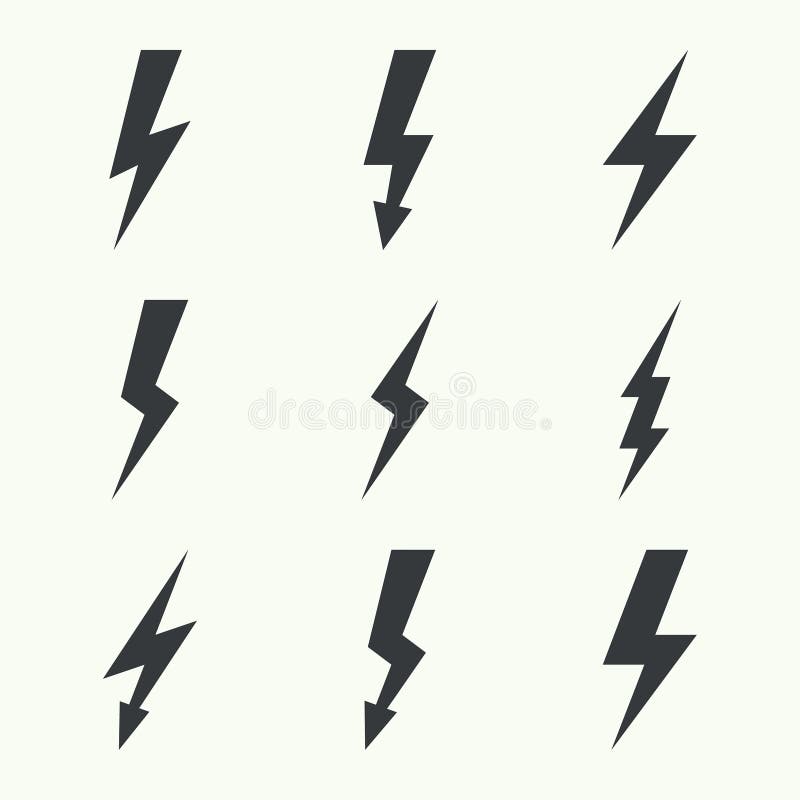 Isolated Lightning Thunder Bolt Pictogram Icons Set Design Elements ... Isolated Lightning Thunder Bolt Pictogram Icons Set Design Elements ...