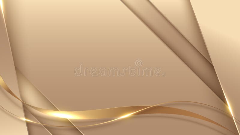 Abstract Background Elegant Golden Stripes with Gold Ribbon Line Wave ...