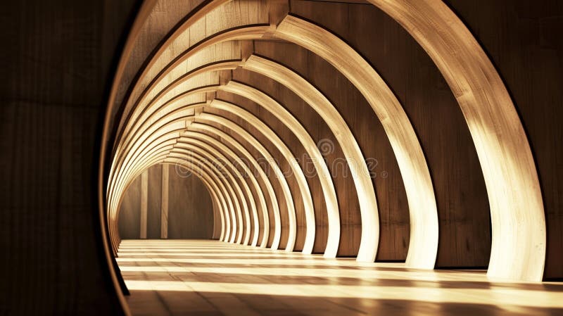 Abstract Background, Endless Tunnel of Wooden Arches , Architectural ...