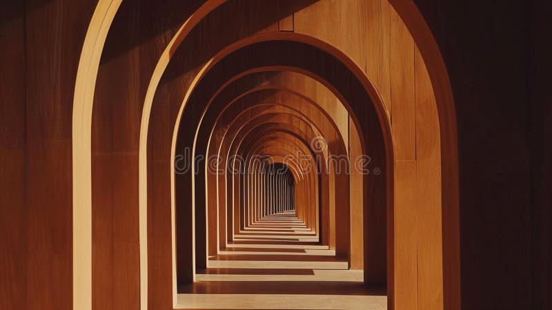 Abstract Background, Endless Tunnel of Wooden Arches , Architectural ...