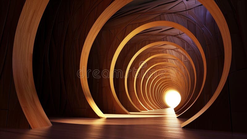 Abstract Background, Endless Tunnel of Wooden Arches , Architectural ...