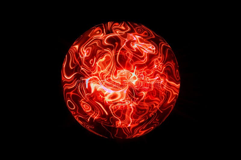 Abstract Background with Energy Sphere. 3d Red Plasma Sphere Rendering ...