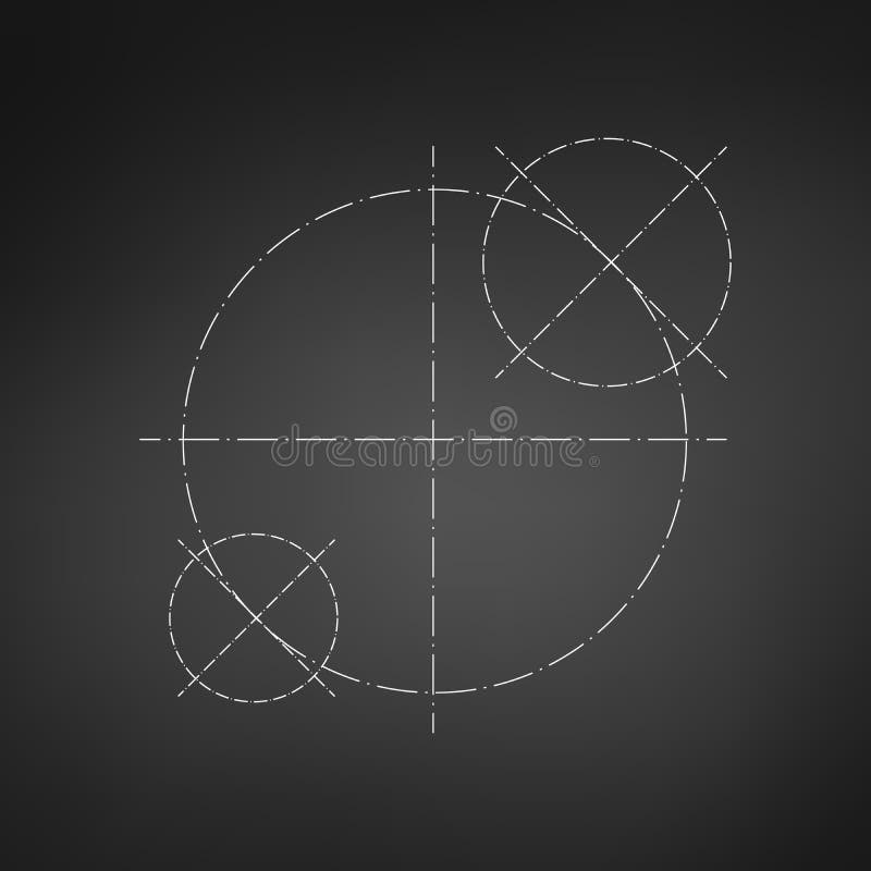 Abstract Background of Engineering Drawing Circles. Technological ...