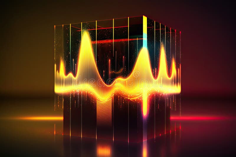 Abstract Background with Equalizer Effect in Cube. Sound Wave. Neon ...