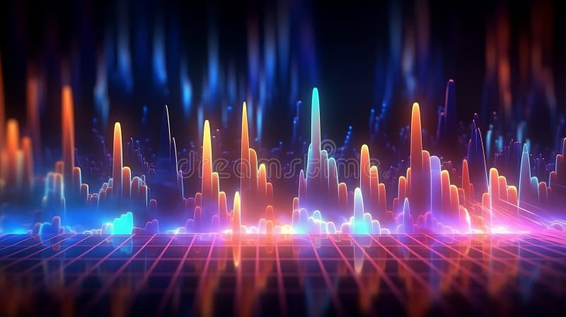 Abstract Background with Equalizer Effect. Neon Lights Stock Photo ...