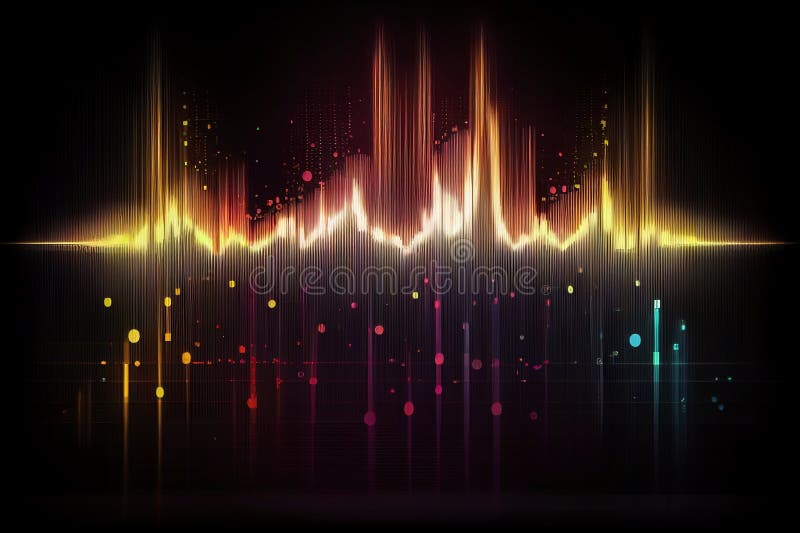 Abstract Background with Equalizer Effect. Neon Lights. Sound Wave ...
