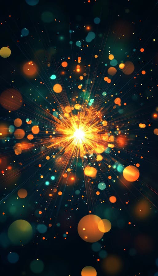Abstract Background with Exploding Bokeh Effect, Orange and Cyan ...