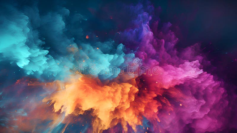 Abstract Background of Explosion of Colored Powder. Grunge Style in ...