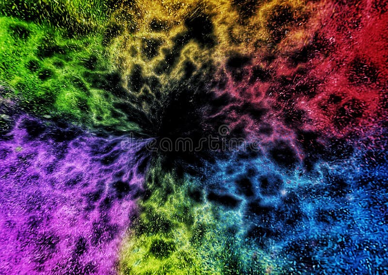 Abstract Background with Explosion and Colorful Smoke Particles ...