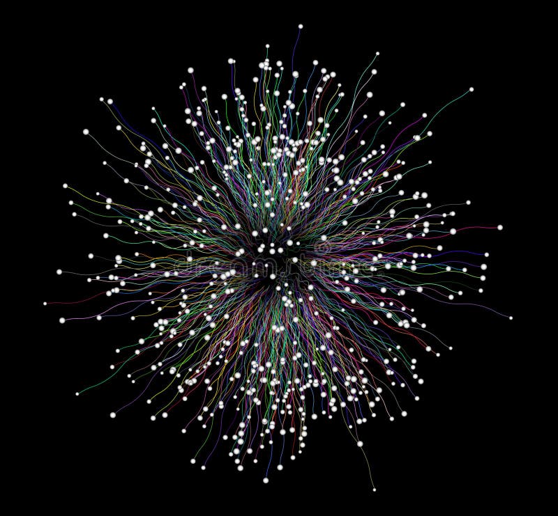 Abstract Background Explosion with Curve Lines and White Points. Radial ...