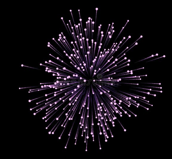 Abstract Background Explosion with Lines from Dots and Spheres. Radial ...