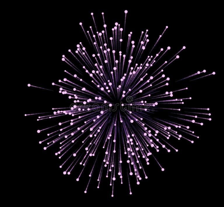 Abstract Background Explosion with Lines from Dots and Spheres. Radial ...