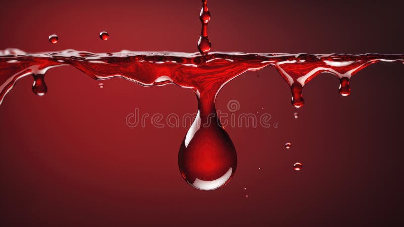 Abstract Background of Macro View of Water Drop in Red Color ...