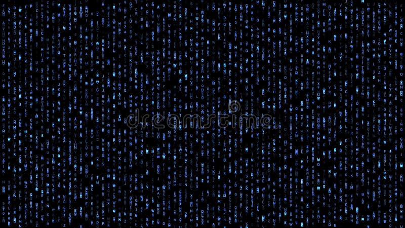 Digital Matrix Alphabet Falling Down Blue Stock Video - Video of grid ...
