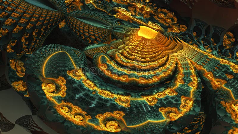 Abstract Background, Fantastic 3D Gold Structures Stock Illustration ...