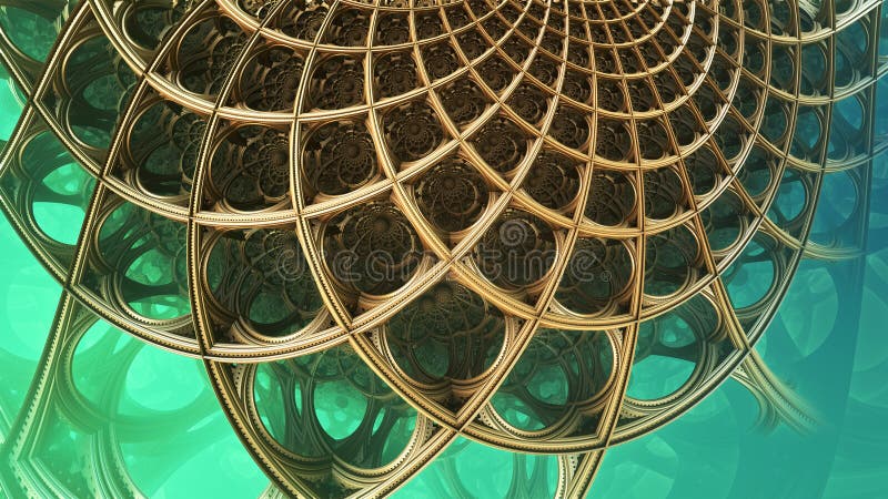 Abstract Background, Fantastic 3D Gold Structures Stock Illustration ...