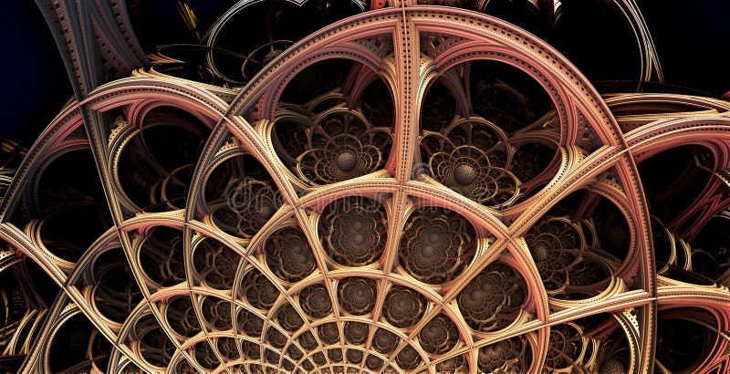 Abstract Background, Fantastic 3D Gold Structures Stock Illustration ...