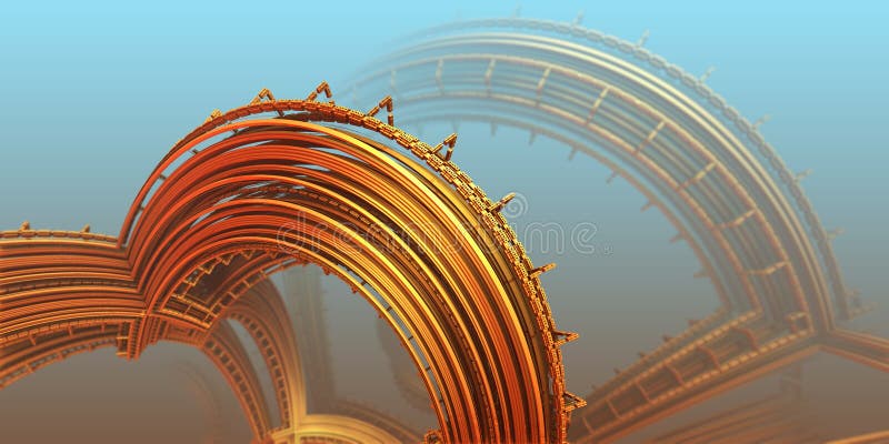 Abstract Background, Fantastic 3D Gold Structures Stock Illustration ...