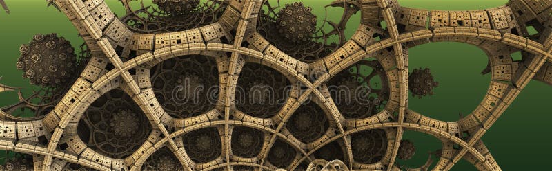 Abstract Background, Fantastic 3D Gold Structures Stock Illustration ...