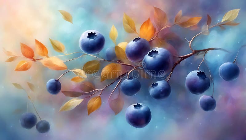 Abstract Background. Fantasy Blueberry. Blurred Berry Background. AI ...