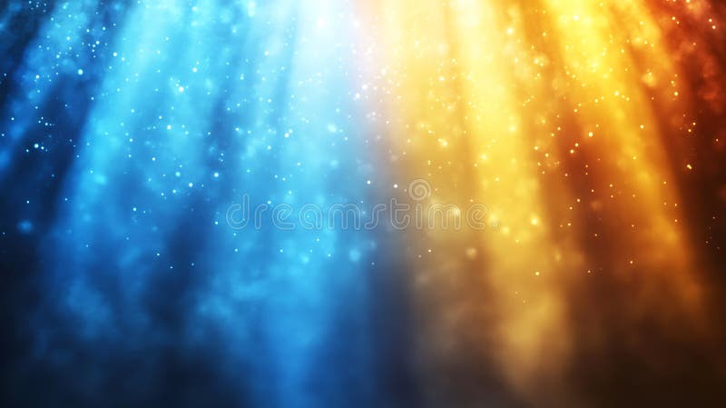 Abstract Light Rays Background with Blue and Gold Colors Creates a ...