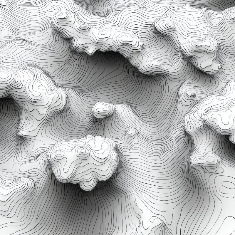 Abstract Wavy 3D Optical Illusion with Contour Lines Stock Illustration ...