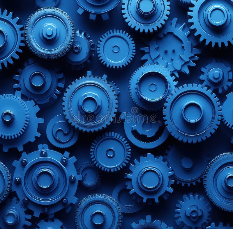 Abstract Background Featuring Blue Gears Mechanical Cogs Design Stock ...