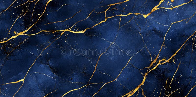 Abstract Background Featuring Blue and Gold Marble Texture Stock Image ...