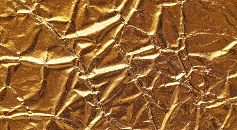 Crumpled Metallic Gold Foil Background Wrinkle Shadows Abstract Texture ...