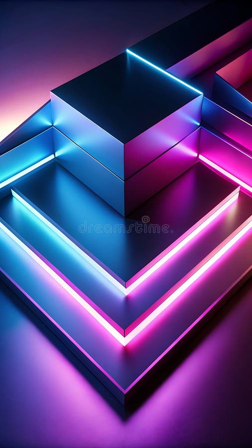Dark Neon Shades in Abstract Composition Stock Image - Image of glowing ...