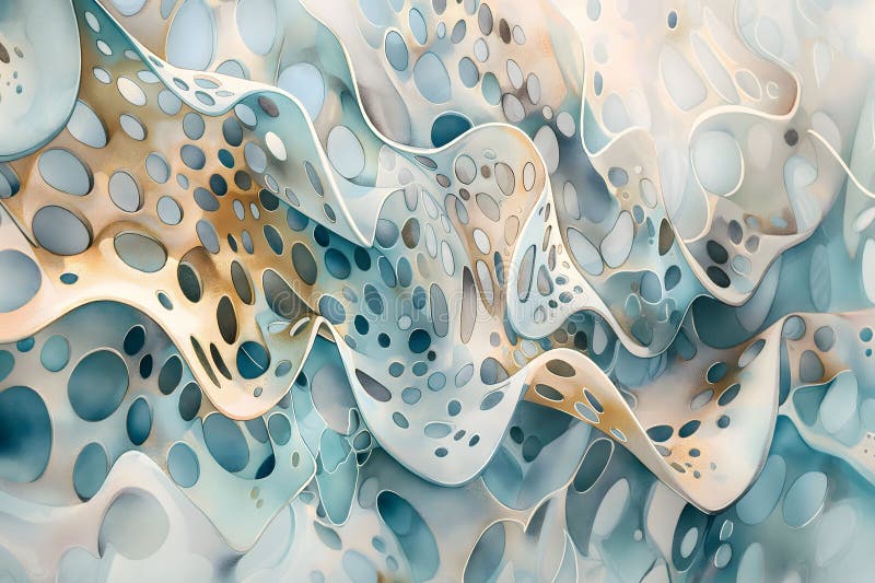 Abstract Background Featuring Flowing Organic Shapes with Perforated ...