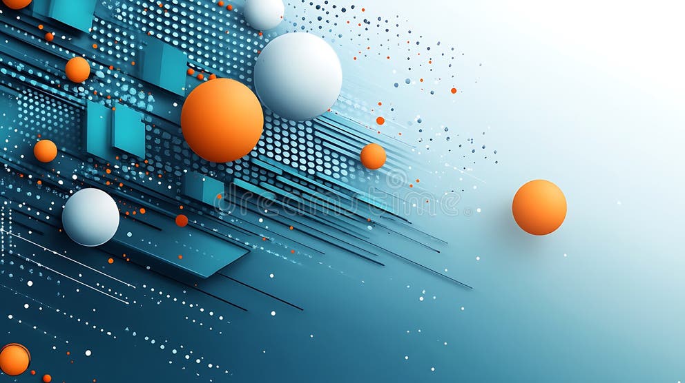 Abstract Background Featuring Geometrical Shapes and Spherical Objects ...
