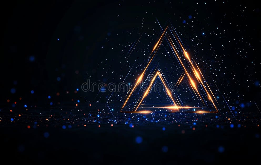 Abstract Background Featuring Glowing Blue Triangles and Sparkling ...