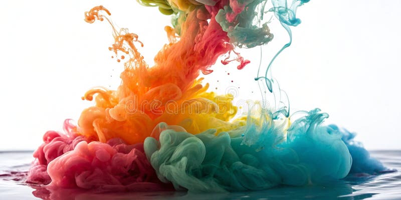 Ink in Water. Splash Paint Mixing. Multicolored Liquid Dye. Abstract ...