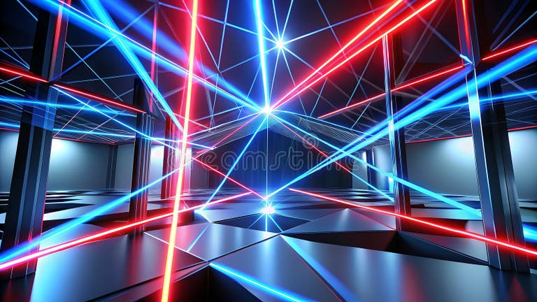 Glowing Red and Blue Laser Grid, Futuristic Technology Abstract Pattern ...