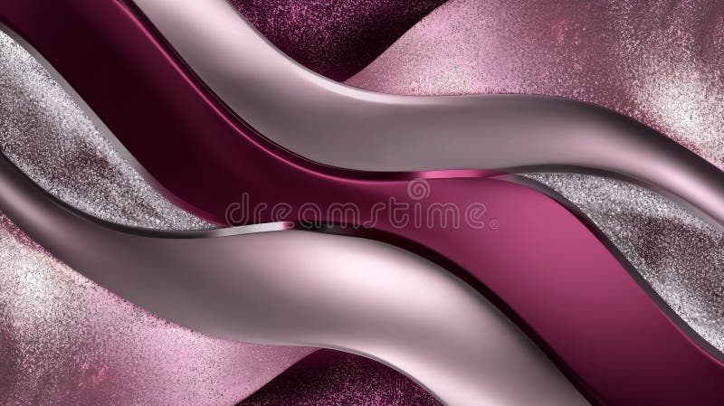 Abstract Background Featuring Pink and Silver Metallic Waves, Creating ...