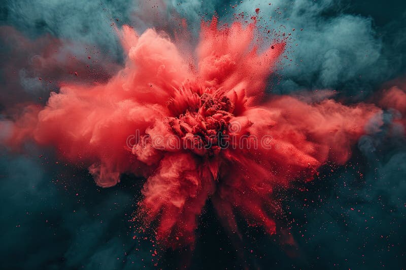 Abstract Background Featuring a Red Sand or Powder Explosion in the ...