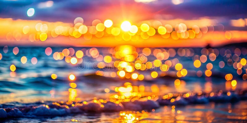 Abstract Sunset Bokeh at the Shore Stock Illustration - Illustration of ...