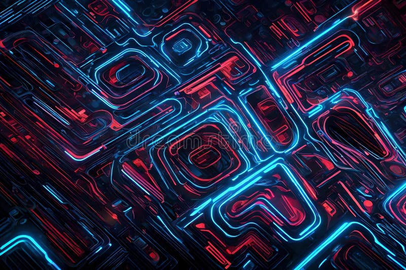 Abstract Background Featuring Technology-inspired Blue and Red Lines ...