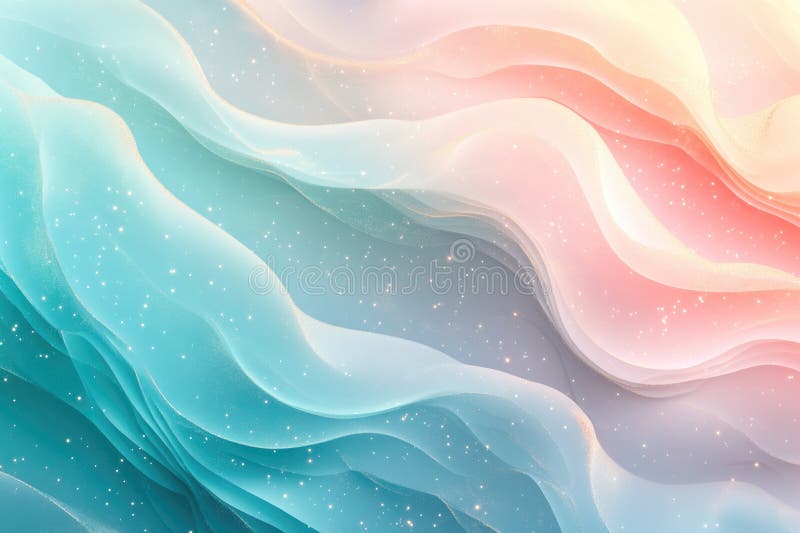 Abstract Wavy Pastel Background with Sparkling Overlapping Layers ...