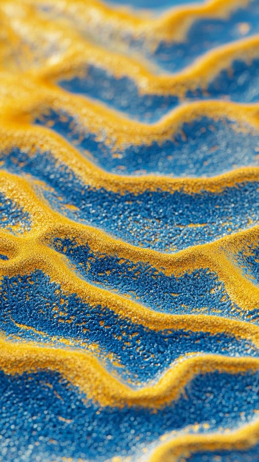 Abstract Background Featuring a Wavy Pattern of Blue and Gold Granular ...
