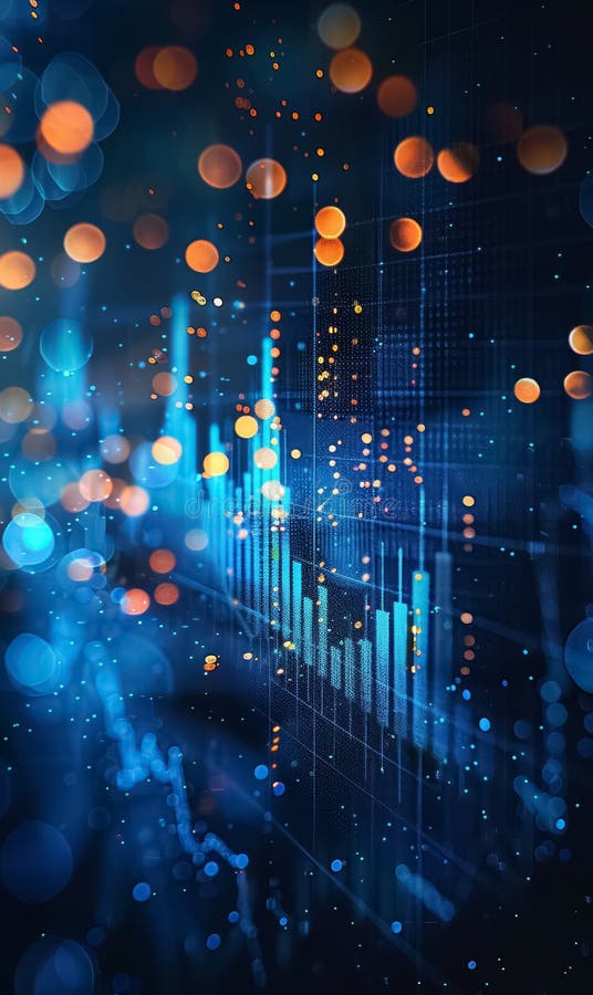 Abstract Background with Financial Chart with Bars and Lines, in Style ...