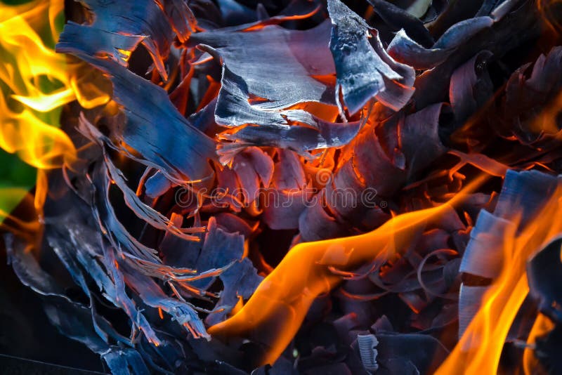 Abstract Background of Fire, Coals, Flames and Twisting Elements of Ash ...